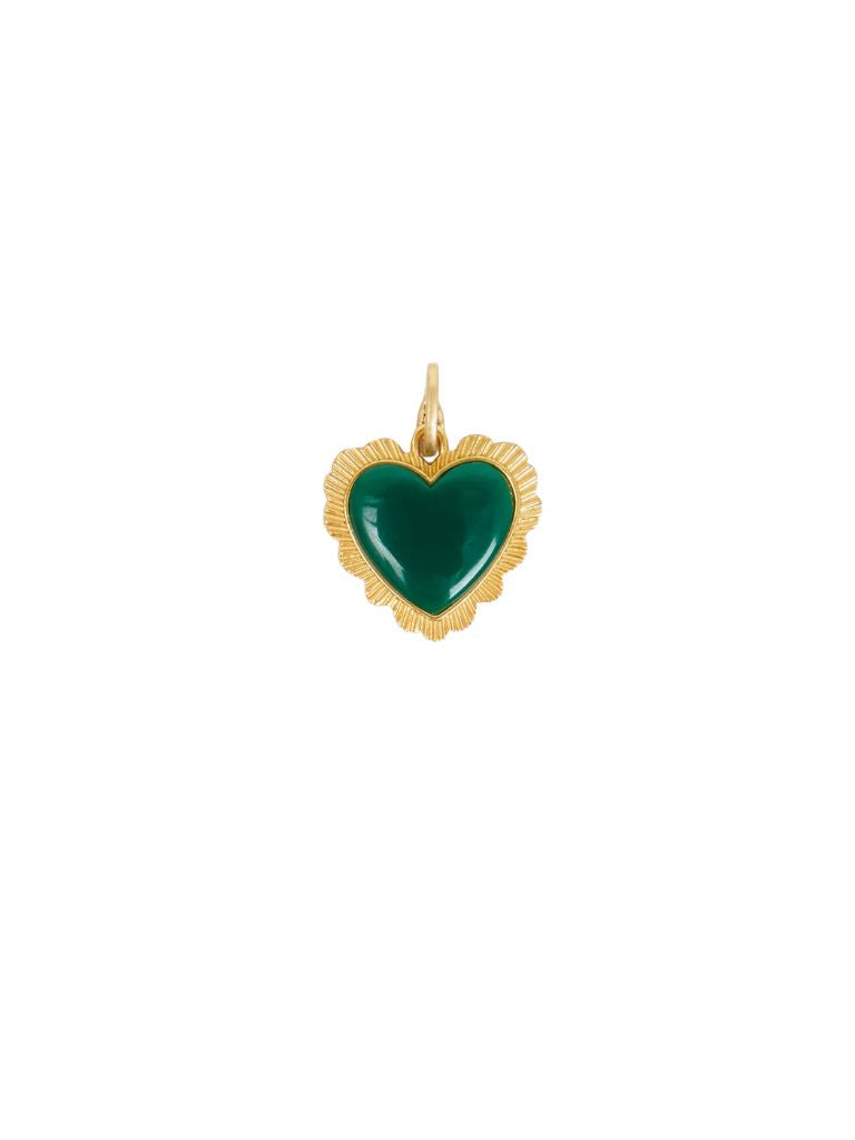 Clare V Scalloped Heart Charm- Emerald & White – Styleartist