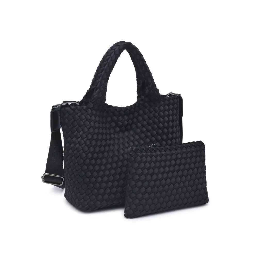 Sol And Selene Sky's The Limit Woven Small Crossbody Tote- Black ...